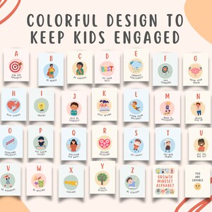 26 Growth Mindset Alphabet Flashcards for Kids Teens, Coping Strategies ...