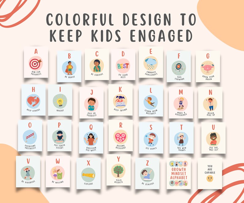 26 Growth Mindset Alphabet Flashcards for Kids Teens Coping - Etsy