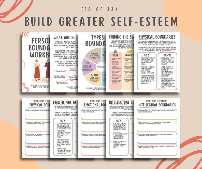 32 Personal Boundaries Worksheets, DBT Therapy Workbook, Healthy ...