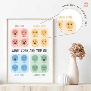 Zones of Regulation Printable, Feelings Poster, Emotions Chart, Calm ...