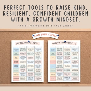 Unhelpful Thinking Styles Poster (2 Pages), CBT Therapy Wall Art ...