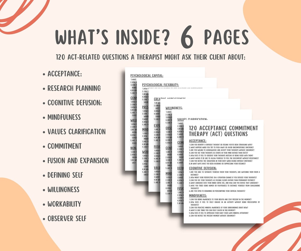 Acceptance and Commitment Therapy, 120 ACT Questions, Counseling ...