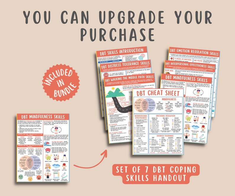DBT Mindfulness Coping Skills Handout Teens Kids Adults, Dialectical ...