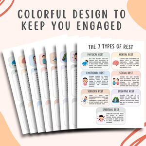 7 Types of Rest Self-care Worksheets, Mental Health Resources, Calming ...