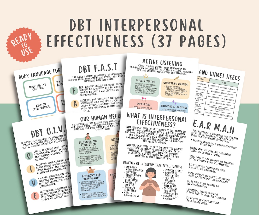 37 DBT Interpersonal Effectiveness Worksheets Journal, Communication ...