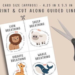 24 Mindful Animal Breathing Cards, Anxiety Coping Calming Corner Tools ...