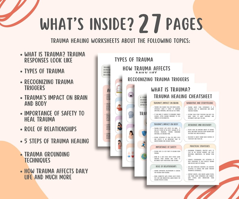 26 Trauma Healing Worksheets + Cheatsheet, Trauma and the Body, Trauma ...