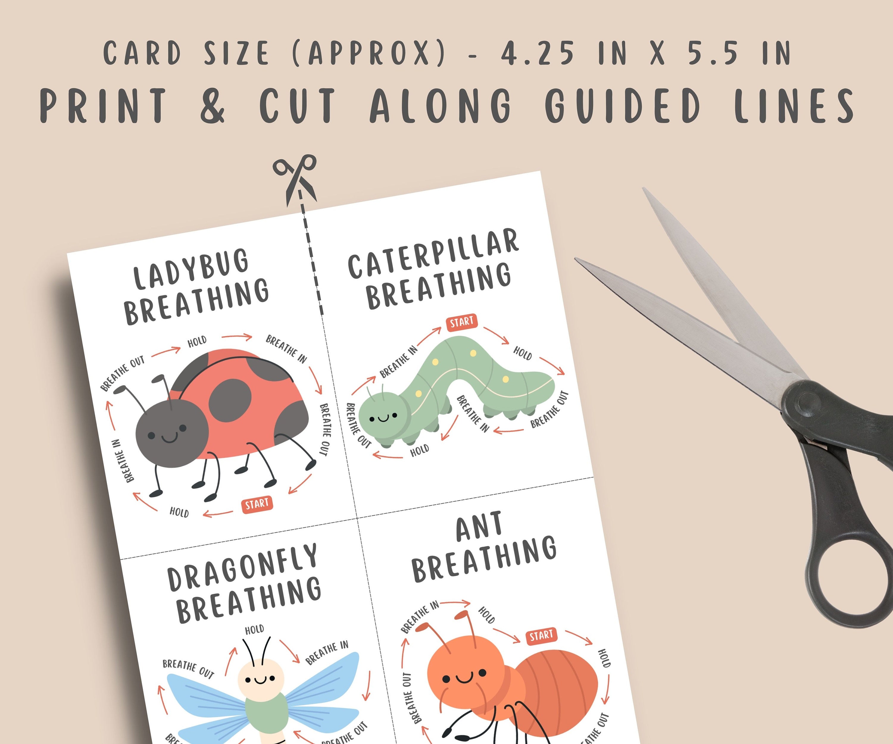 12 Insects Breathing Flashcards, Children Mindful Coping Skills ...