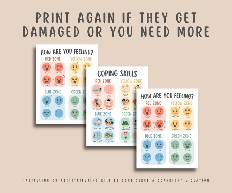 Feelings Zone With Coping Skills Set of 2 Posters for Kids, Emotions ...