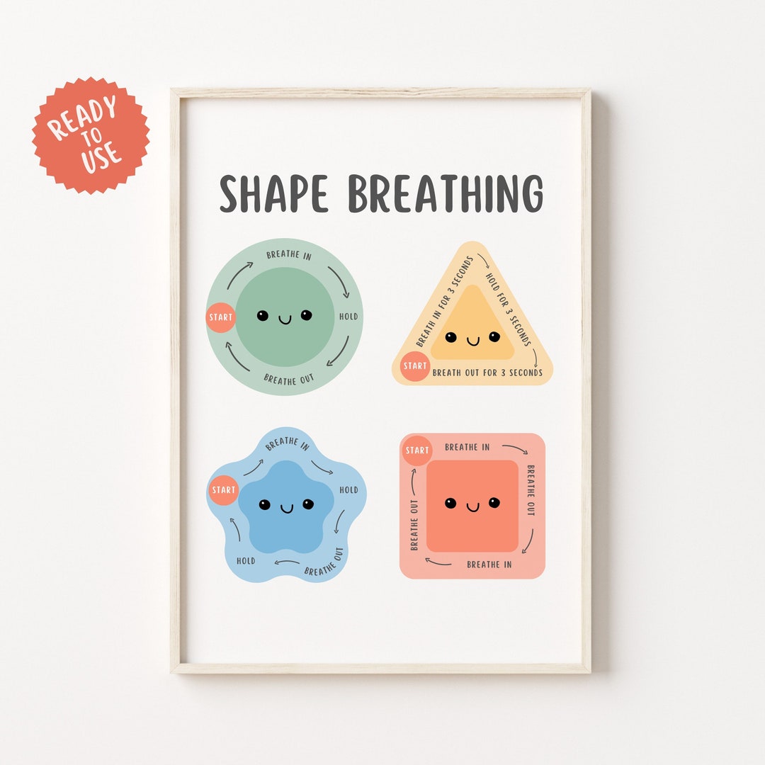 Shape Breathing Poster, Calming Corner Poster, Counseling Office Decor ...