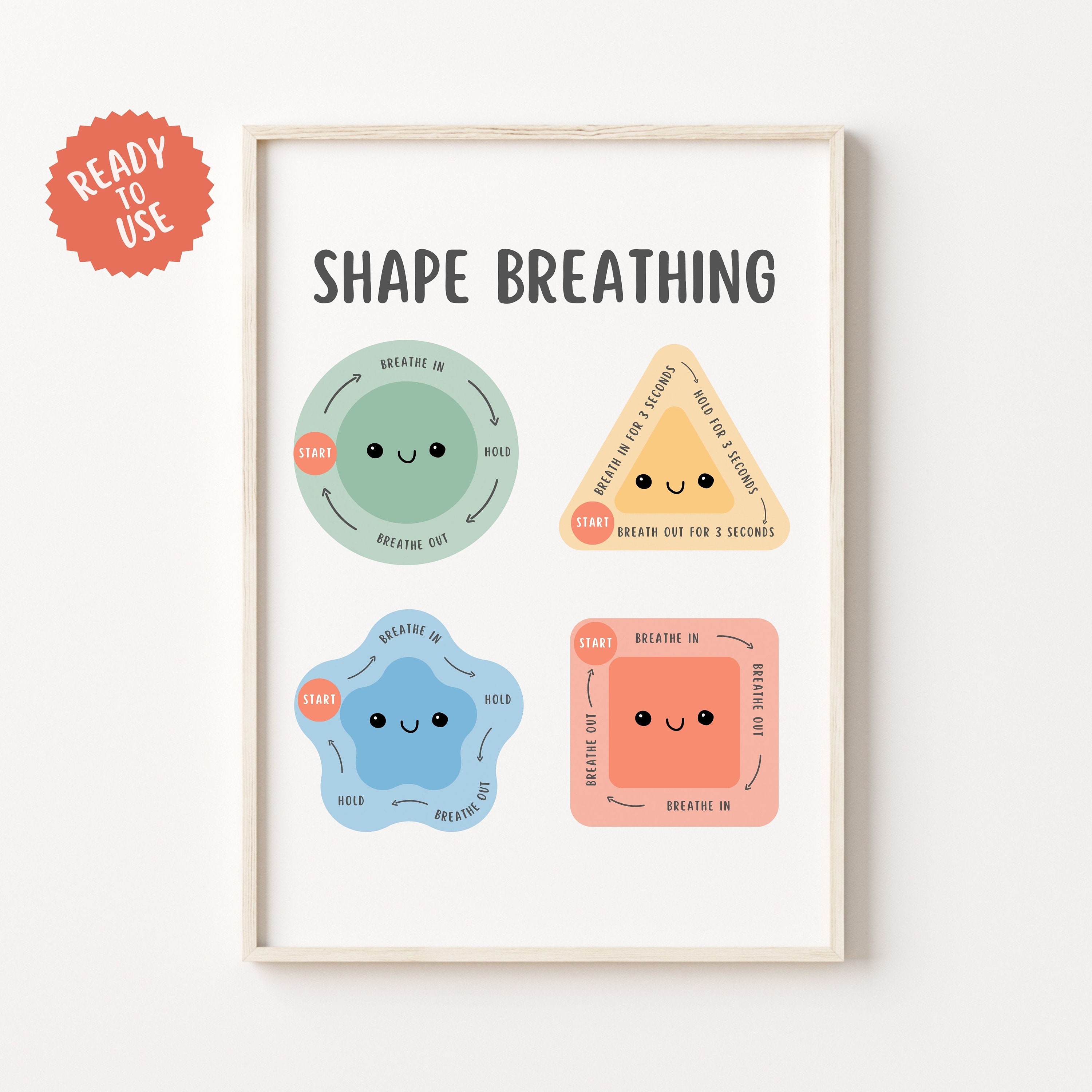 Shape Breathing Poster, Calming Corner Poster, Counseling Office Decor ...