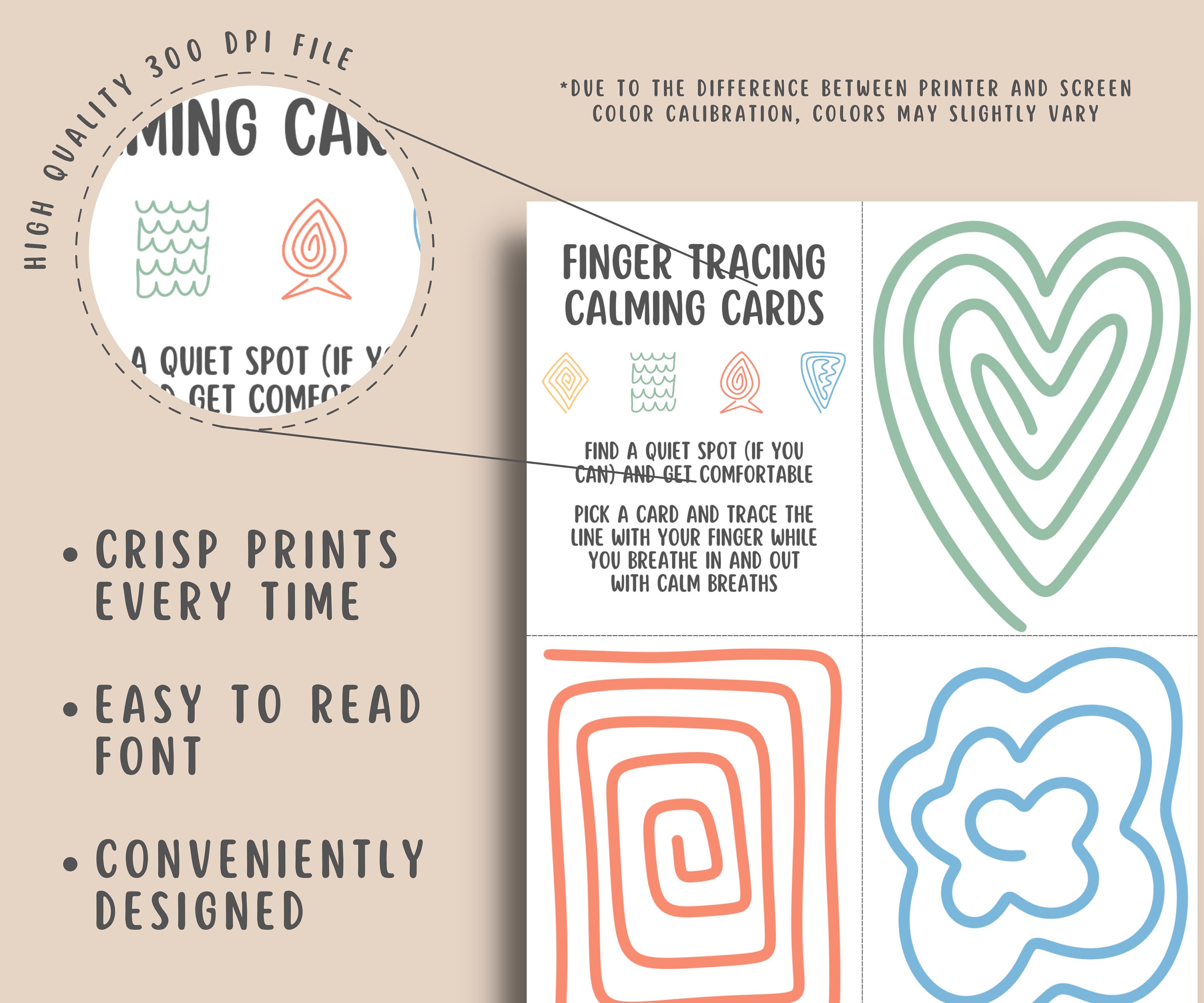 27 Finger Tracing Breathing Cards for Kids Teens, Calm Down Corner ...