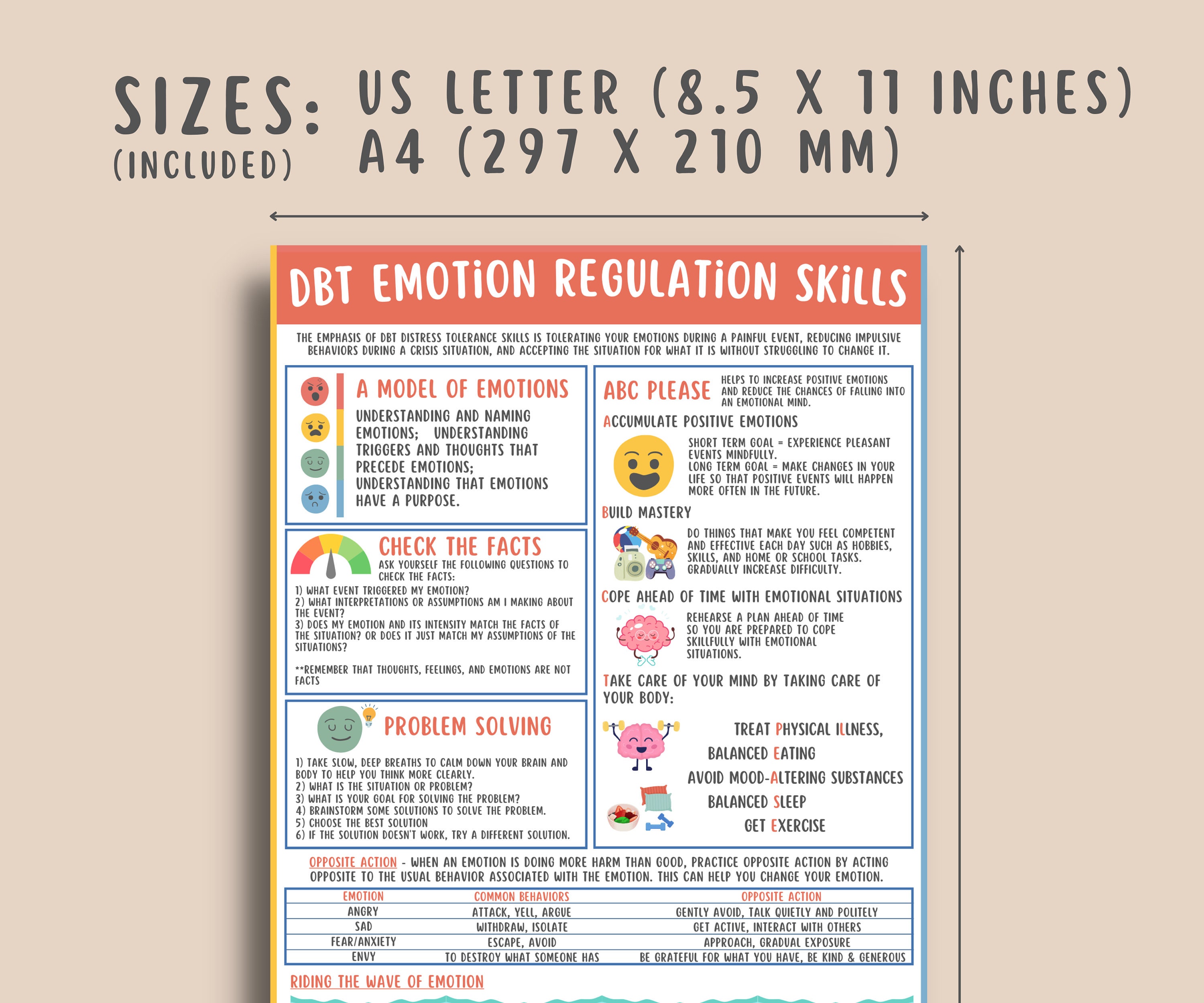DBT Emotion Regulation Coping Skills Handout Teens Kids Adults ...