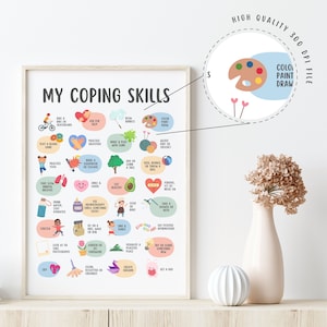 32 Coping Skills Poster for Teens & Kids, Grounding Strategies for ...