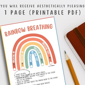 Rainbow Breathing Calm Down Poster Kids Teens Mindfulness Coping Skills ...