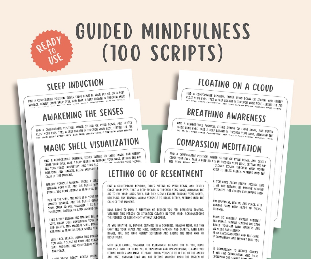 100 Guided Mindfulness Scripts, Relaxation Scripted Meditation, Anxiety ...