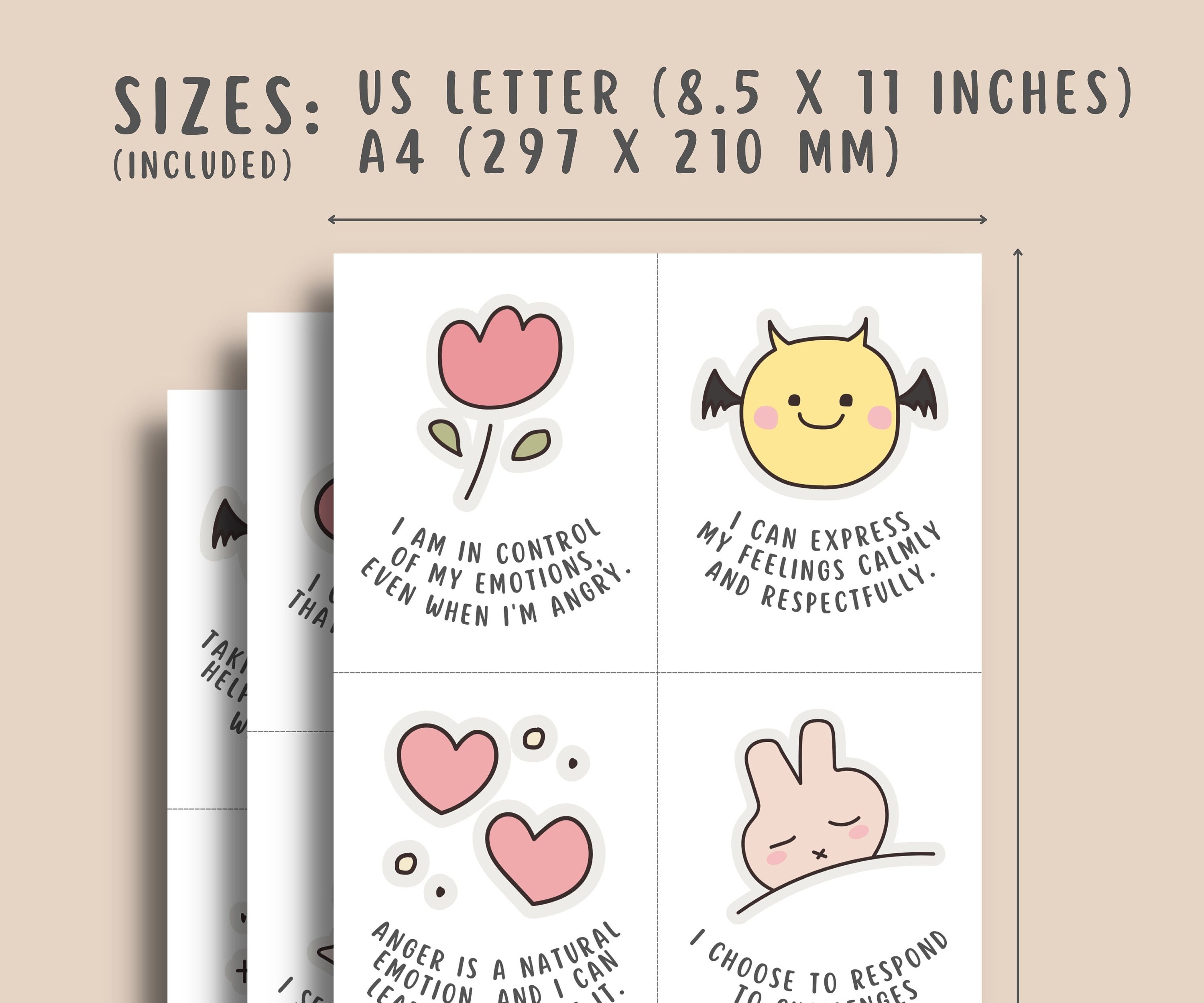 36 Anger Management Affirmations Cards for Kids Teens Grounding Calming ...