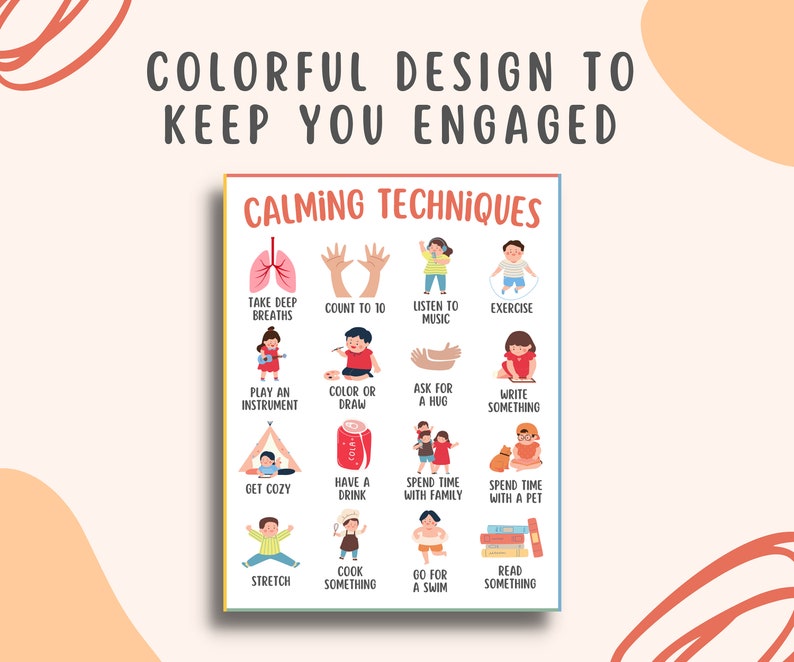 16 Calming Techniques Chart for Kids Teens, Grounding Strategies Print ...
