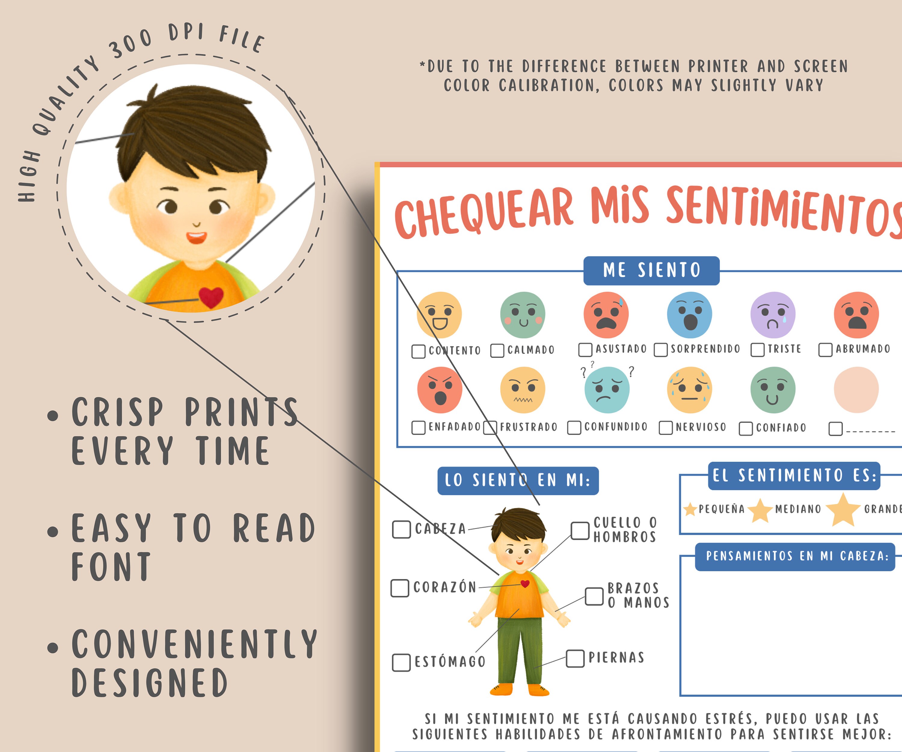 Feelings Check-in Spanish Worksheet for Kids & Teens - Etsy