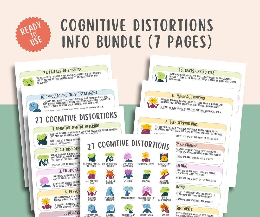 Cognitive Distortion Poster Bundle (7 Pages), Thinking Errors ...