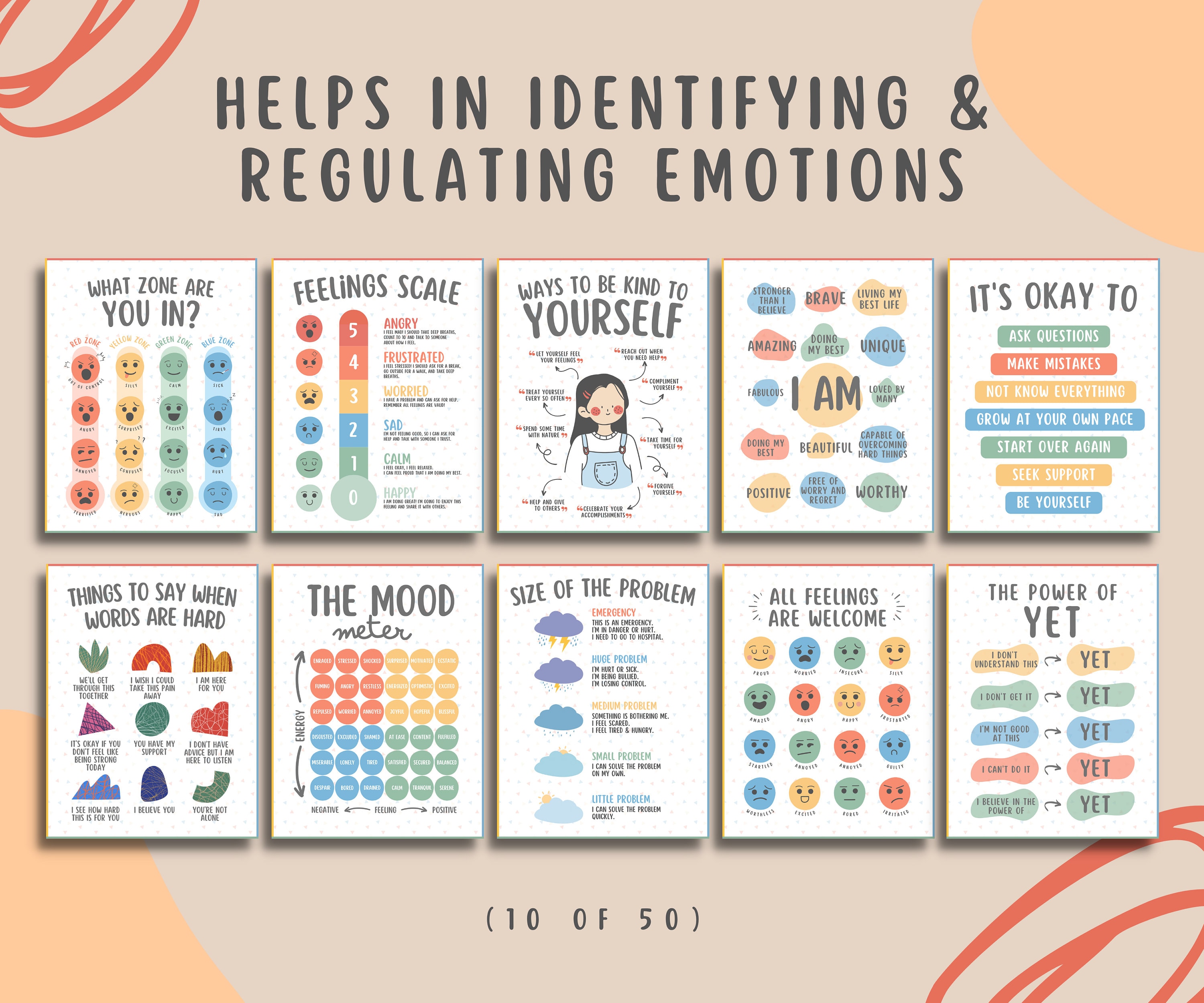 50 Calming Corner Poster Calm Down Self Regulation Social Emotional ...