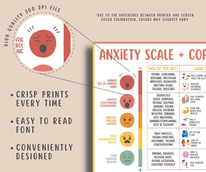 Anxiety Coping Skills for Teens Kids Stress Relief Anxious - Etsy