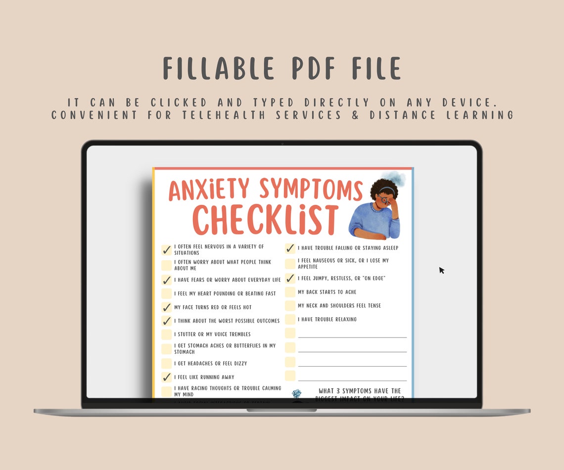 Anxiety Symptoms Checklist Worksheet for Kids Teens Children - Etsy