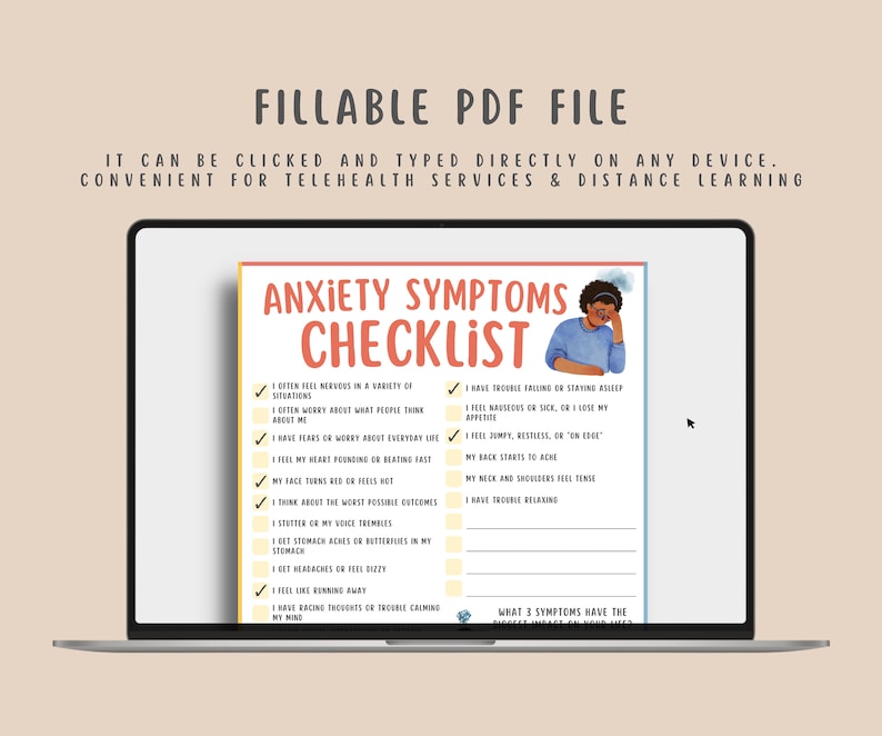 Anxiety Symptoms Checklist Worksheet for Kids Teens Children - Etsy Anxiety Symptoms Checklist Worksheet for Kids Teens Children - Etsy