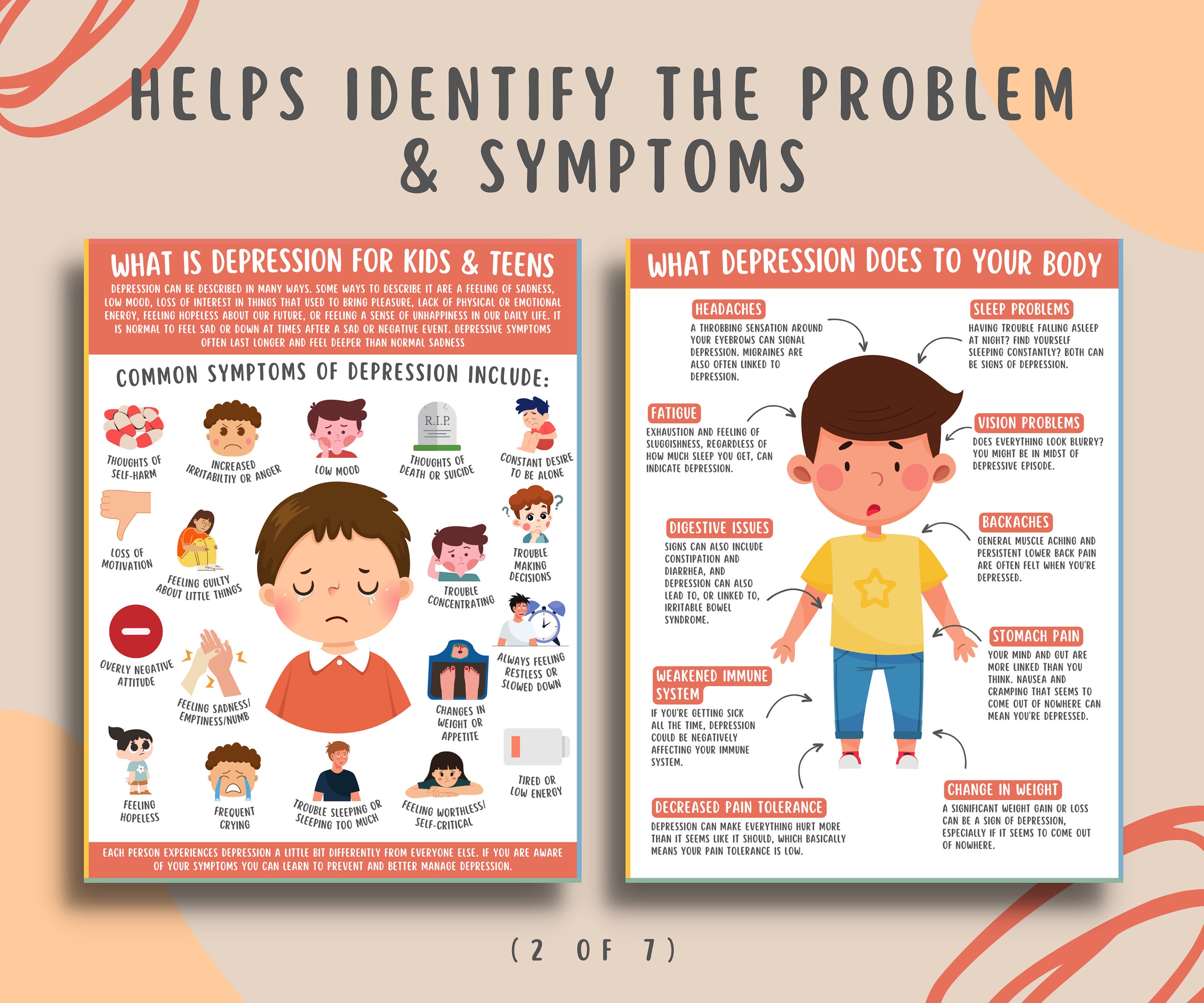 Depression Coping Skills Handout Bundle for Kids & Teens 7 - Etsy