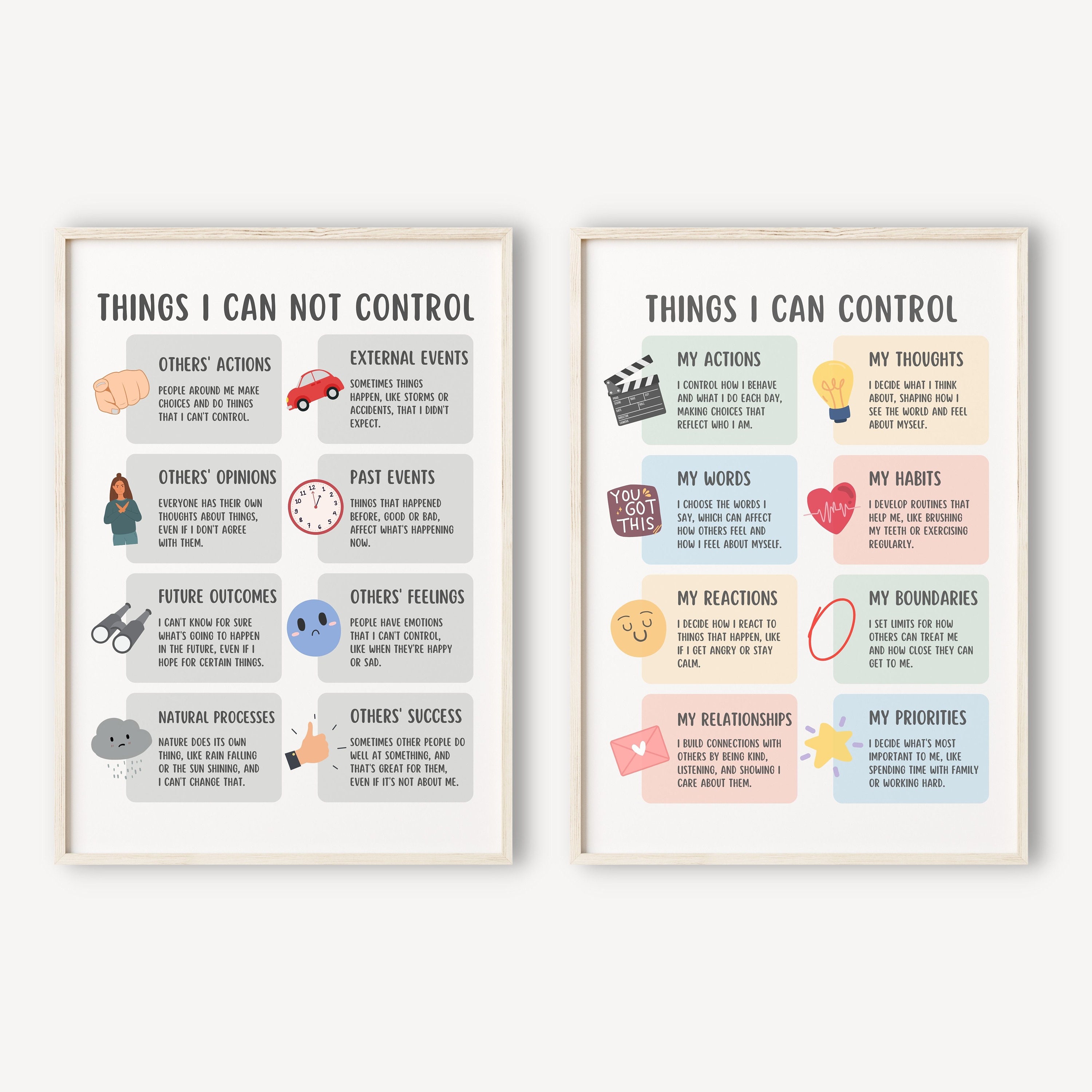 Circle of Control Poster Set of 2, Things I Can Control Calm Down ...