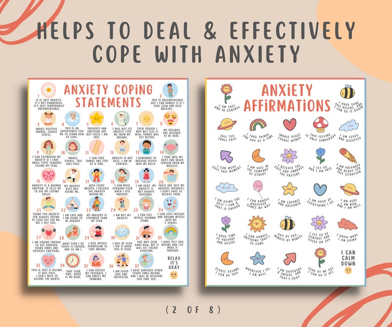 Anxiety Coping Skills Bundle Kids Teens 8 Pages, Mental Health ...