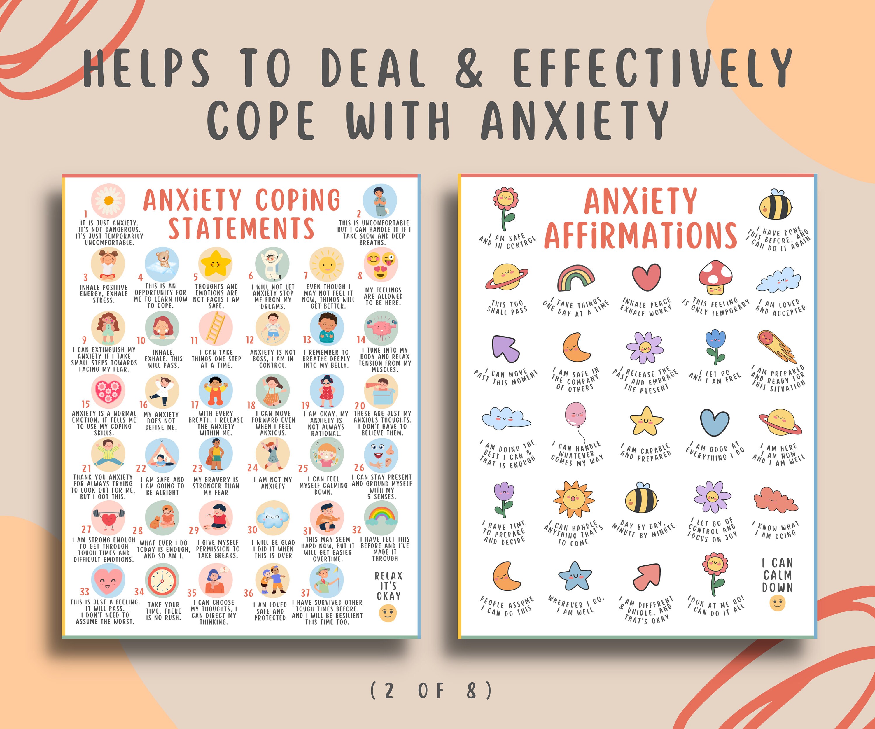 Anxiety Coping Skills Bundle Kids Teens 8 Pages, Mental Health ...