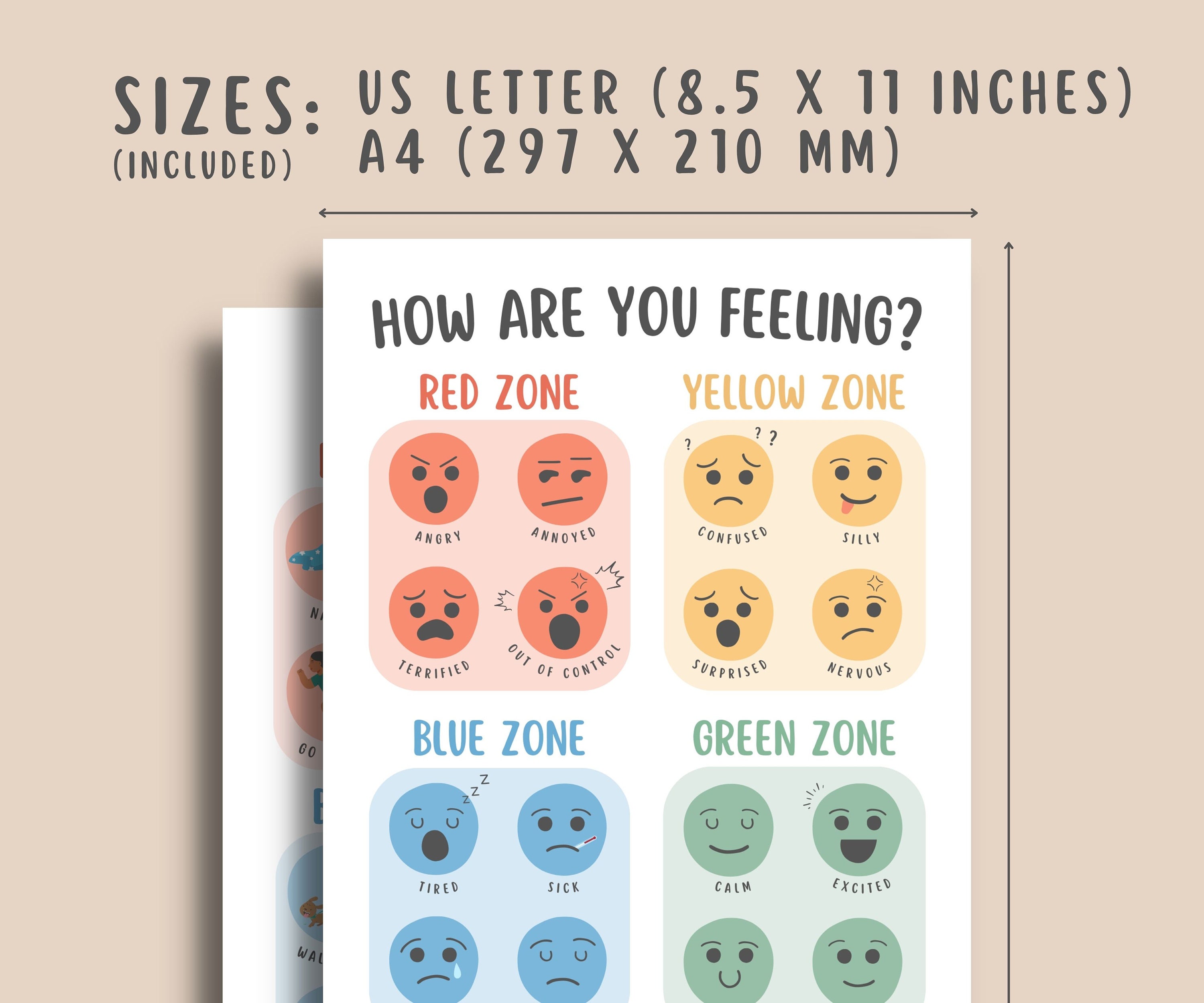 Feelings Zone With Coping Skills Set of 2 Posters for Kids, Emotions ...