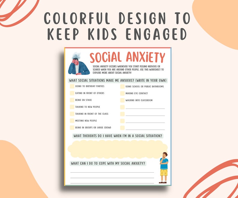 Social Anxiety Worksheet for Kids Teens & Children Social - Etsy