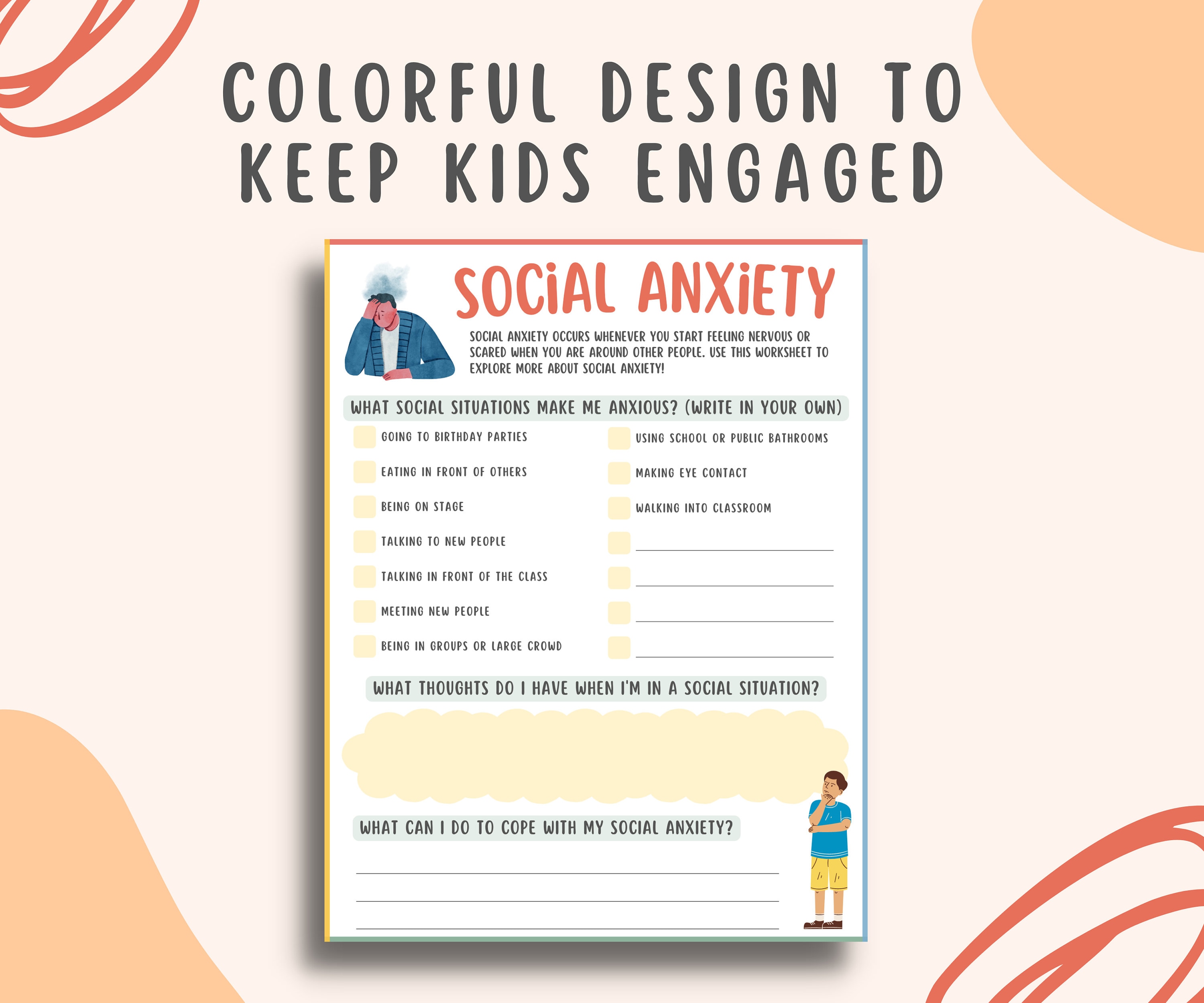 Social Anxiety Worksheet for Kids Teens & Children Social - Etsy