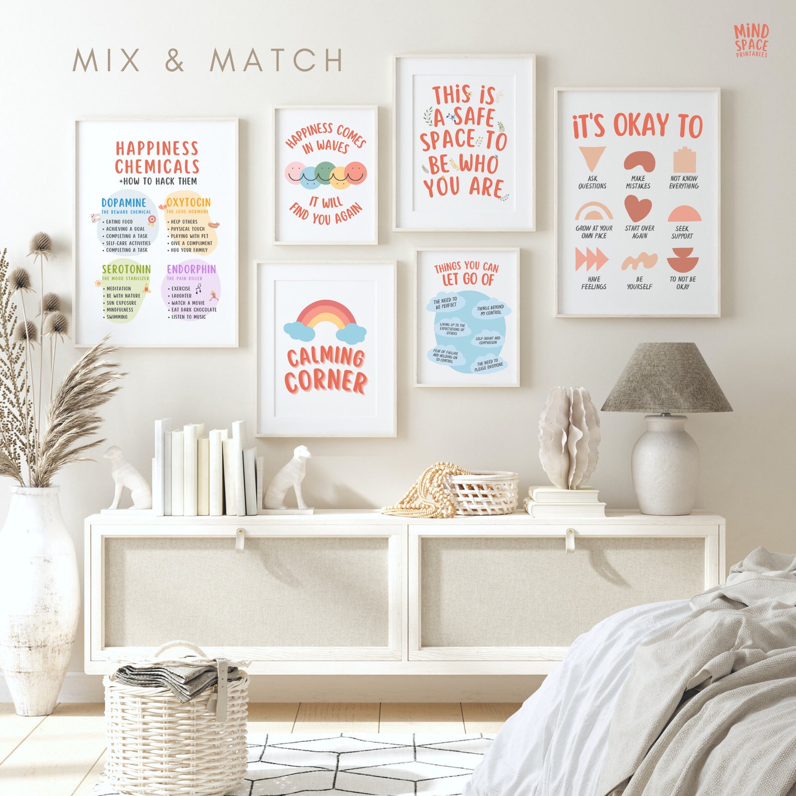 Happiness Chemicals Poster, Mental Health Poster, Therapy Office Decor ...