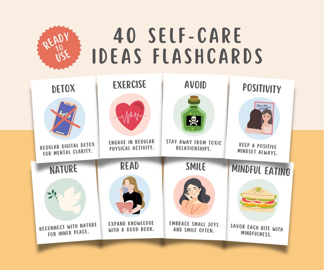 40 Self Care Ideas Flashcards, Calming Corner Prints, Schol Counselor ...