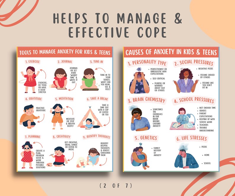 Anxiety Coping Skills Bundle for Kids Teens 7 Pages Mental - Etsy