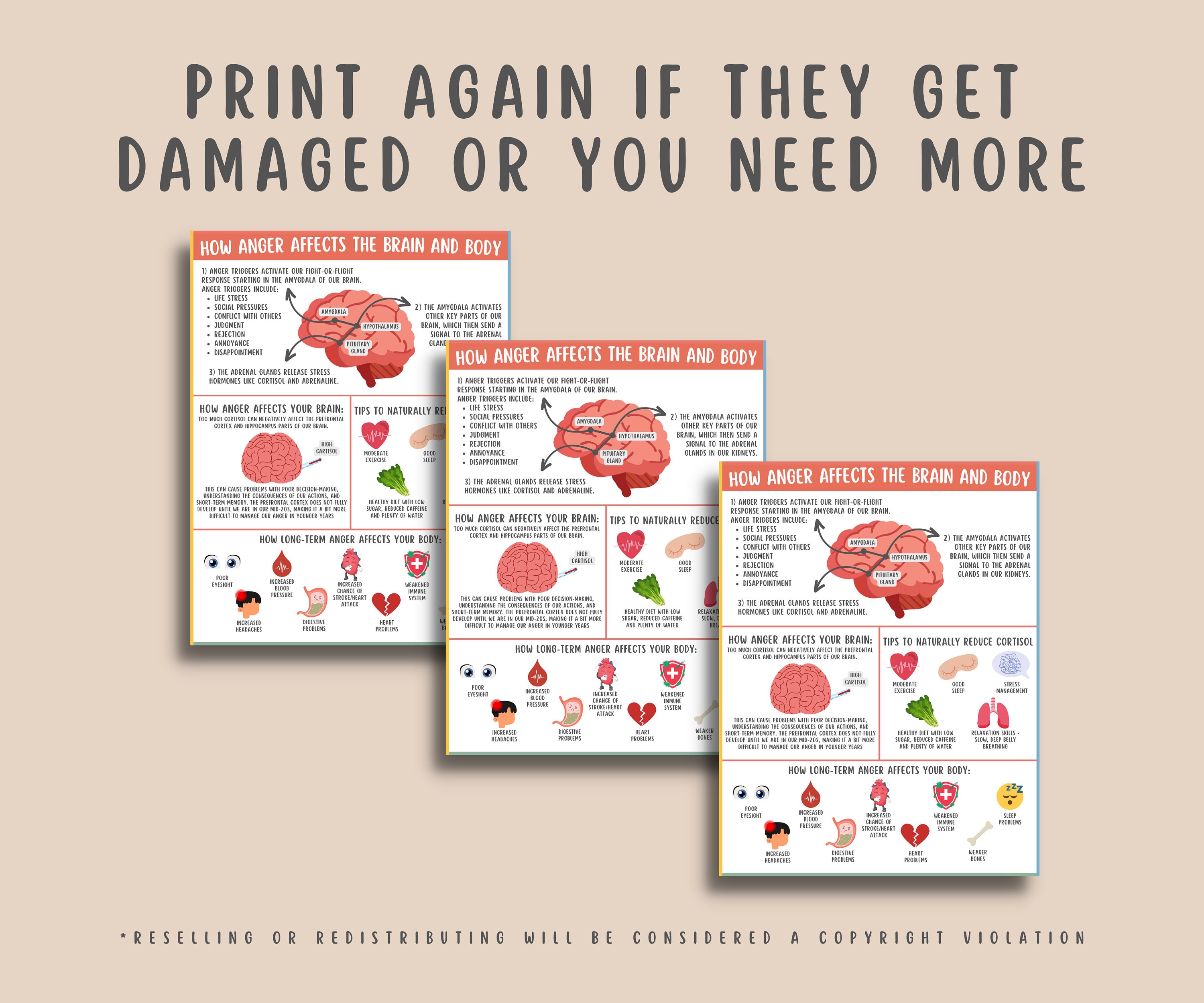 Anger Affects on Brain & Body Handout for Kids Teens Stress - Etsy
