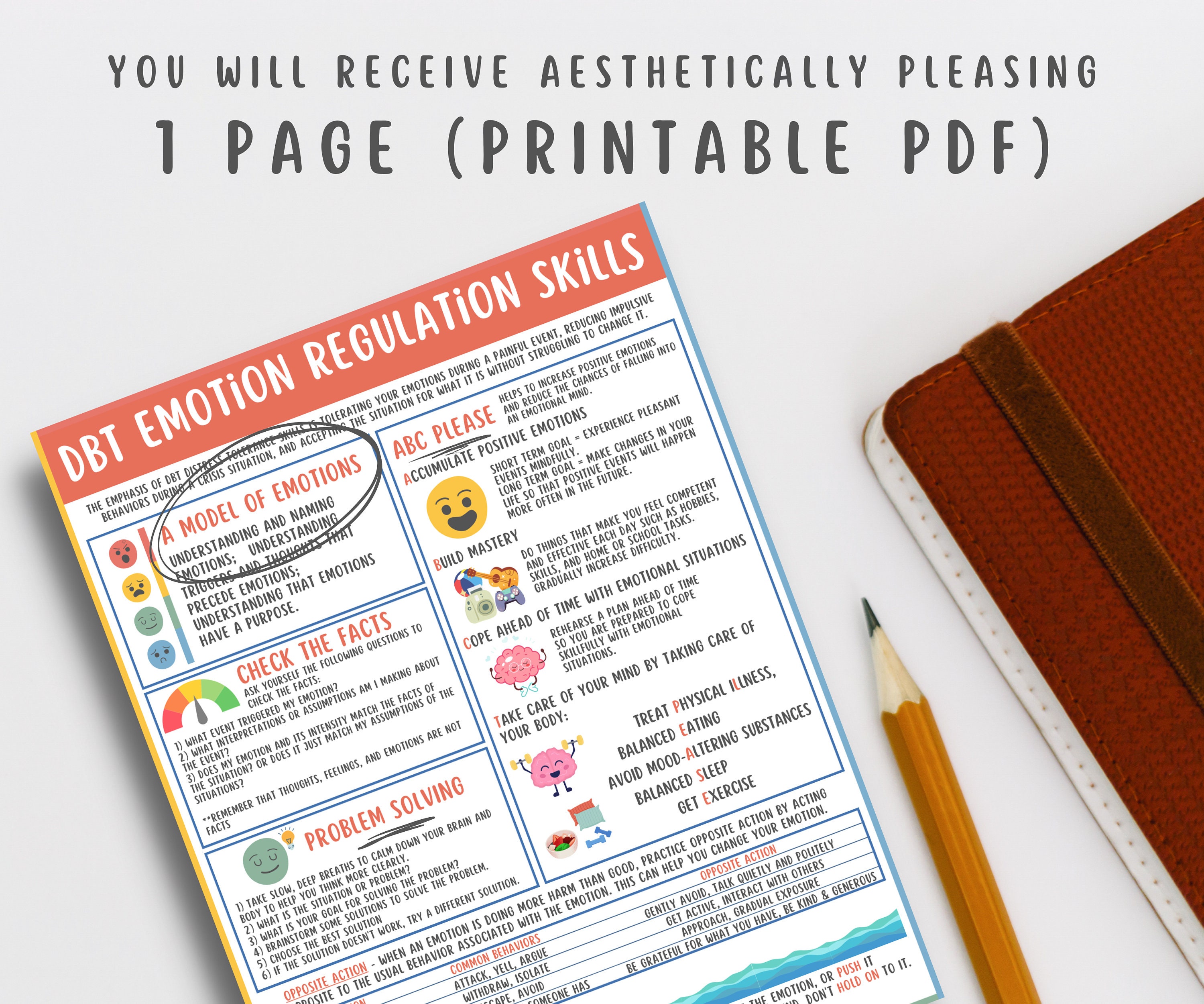 DBT Emotion Regulation Coping Skills Handout Teens Kids Adults ...