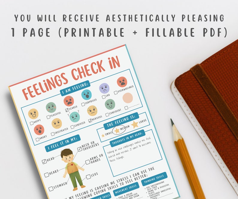 Feelings Check-in Worksheet Emotions Identification via - Etsy