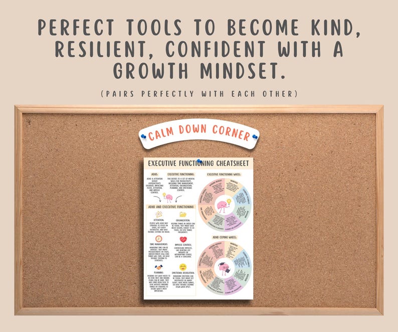 Executive Functioning Cheat Sheet, ADHD Coping Wheel, Emotional ...
