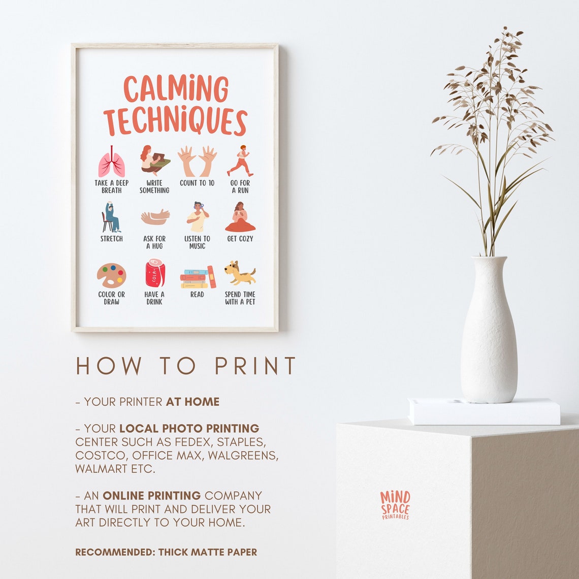 Calming Techniques Poster Grounding Techniques Anxiety - Etsy