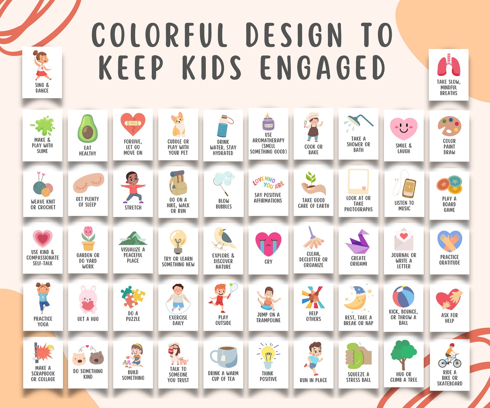 52 Coping Skills Cards Kids Teens Coping Strategies Children Self ...