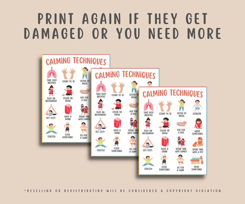 16 Calming Techniques Chart for Kids Teens, Grounding Strategies Print ...
