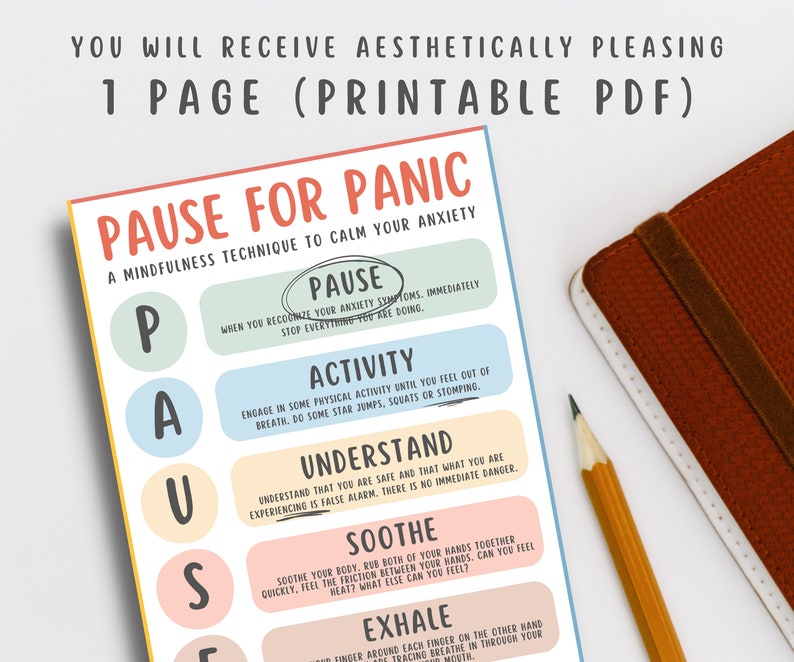 Pause for Panic Poster for Kids Teens, Trauma Recovery, Narrative ...