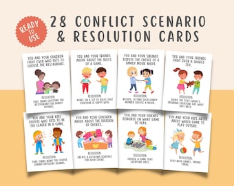 Conflict Resolution Flashcards for Kids, Social Skill Activity, Social ...