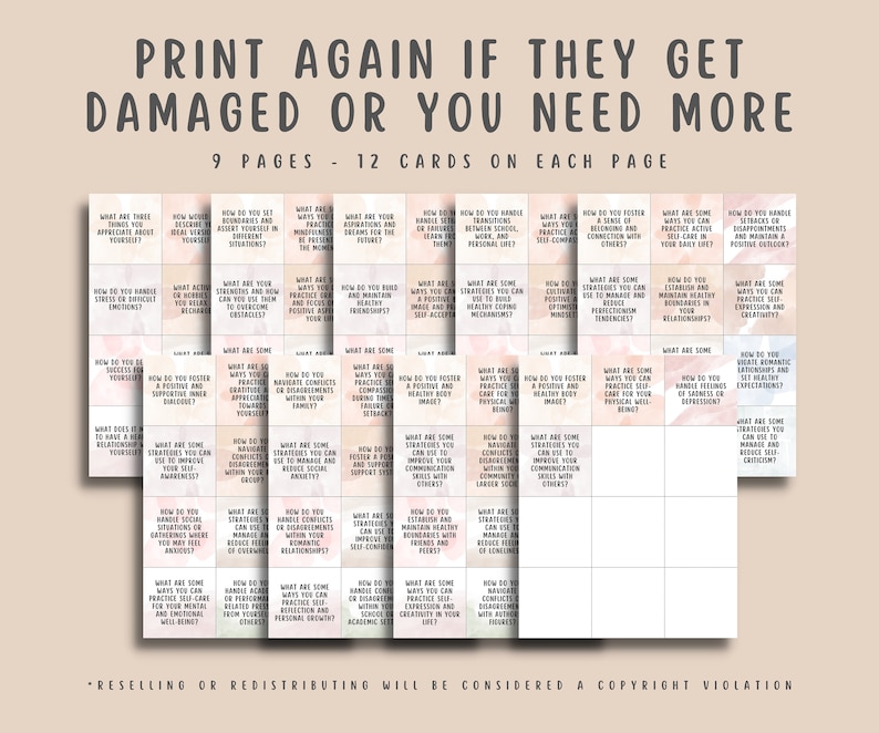 100 Teens Therapy Questions Cards Conversation Starters Mental Health ...