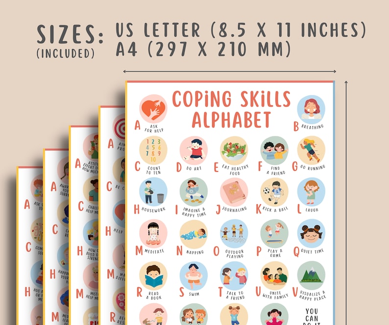 Alphabet Mental Health Coping Bundle for Kids Teens 8 Pages - Etsy