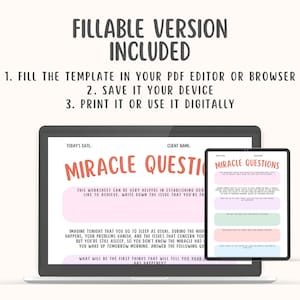 Miracle Questions Worksheet, SFBT Worksheets, Solution Focused Therapy ...